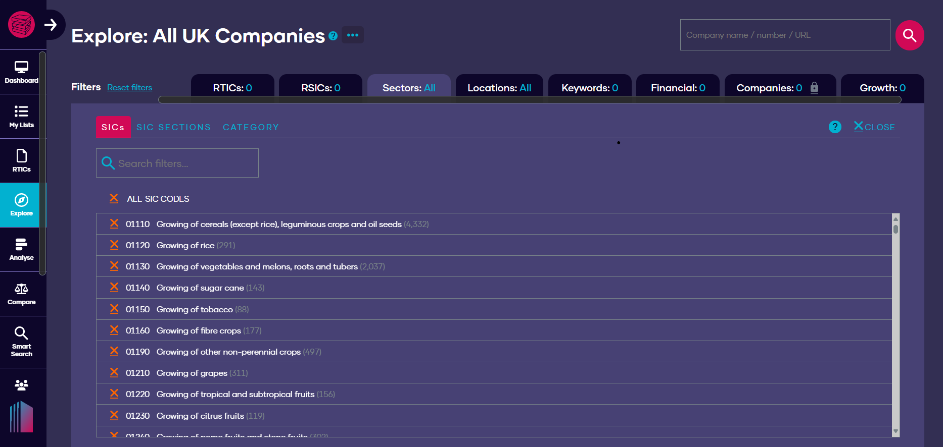 How to find companies by SIC Code on The Data City platform - The Data City
